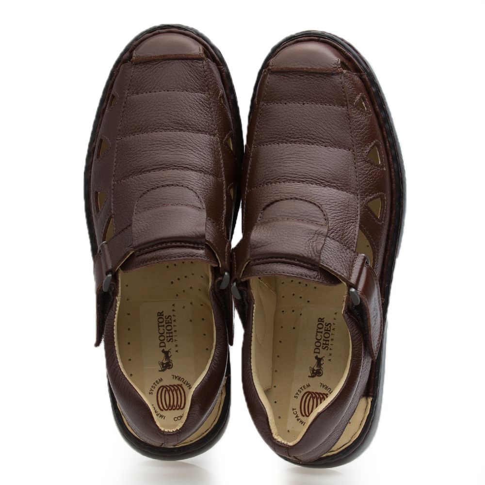 Sandália Doctor Shoes Couro 302 Marrom - Doctor Shoes