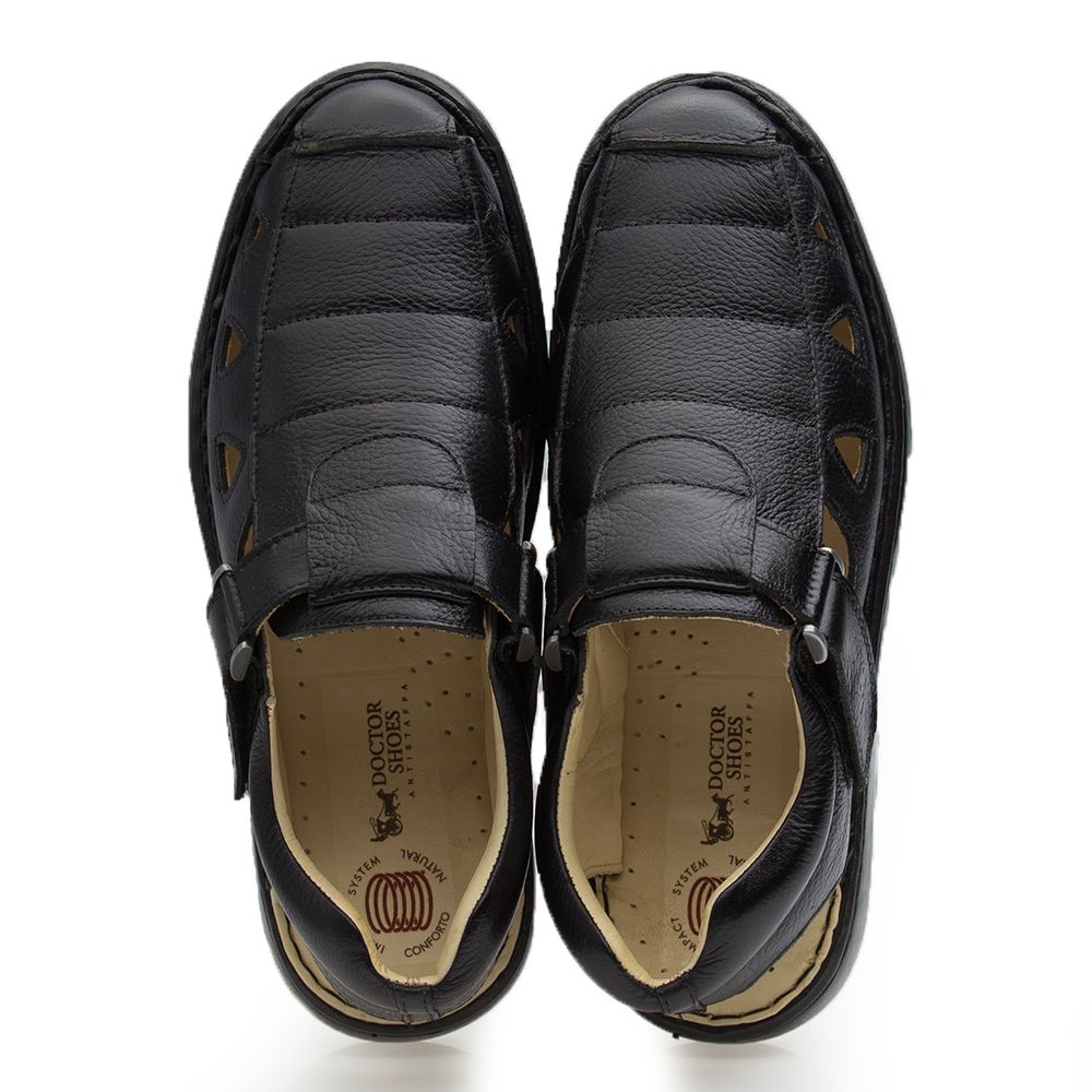 Sandália Doctor Shoes Couro 302 Preto - Doctor Shoes