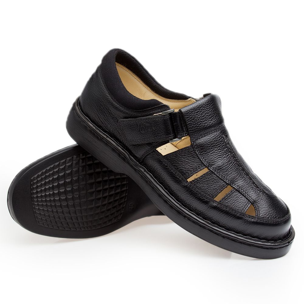 Sandália Doctor Shoes Couro 328 Preto - Doctor Shoes