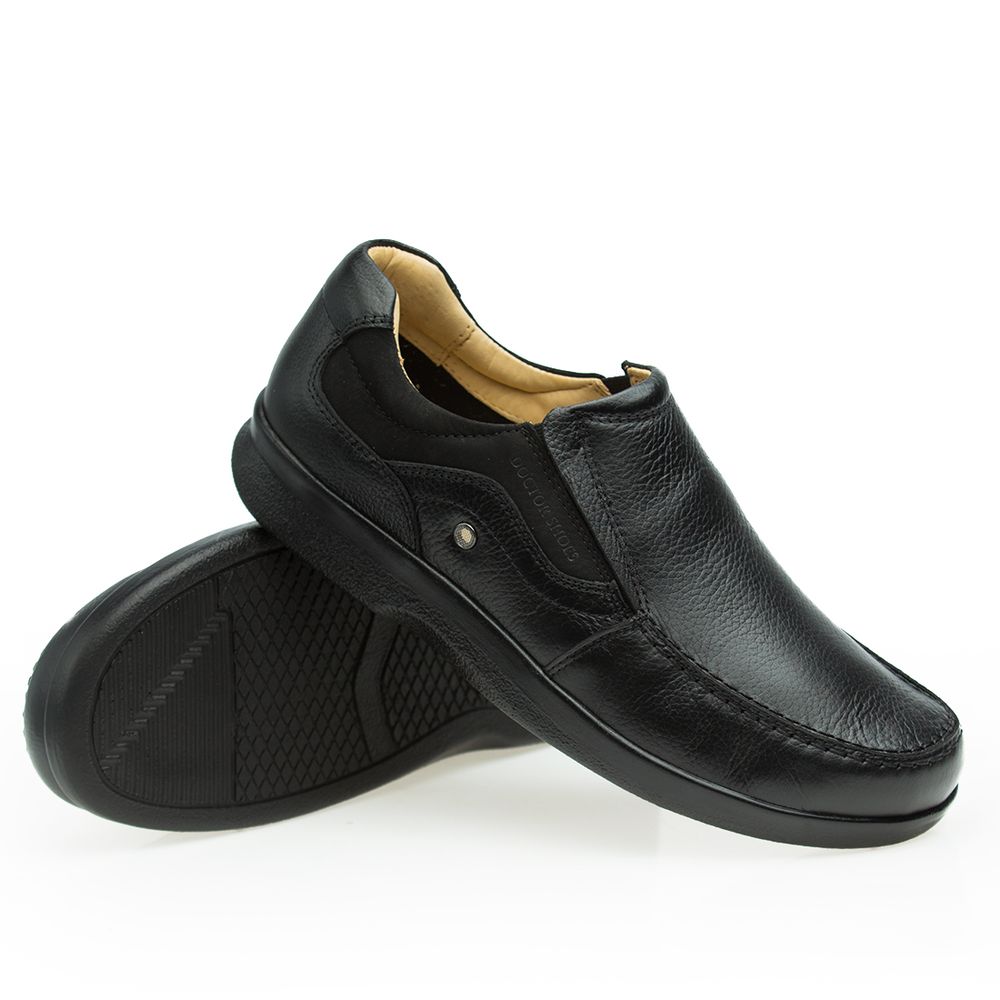 Sapato Casual Doctor Shoes Esporão Couro 3062 Preto - Doctor Shoes